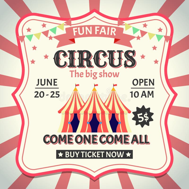 Circus Posters. Funfair Circus Show Vector Template Design Stock Vector ...