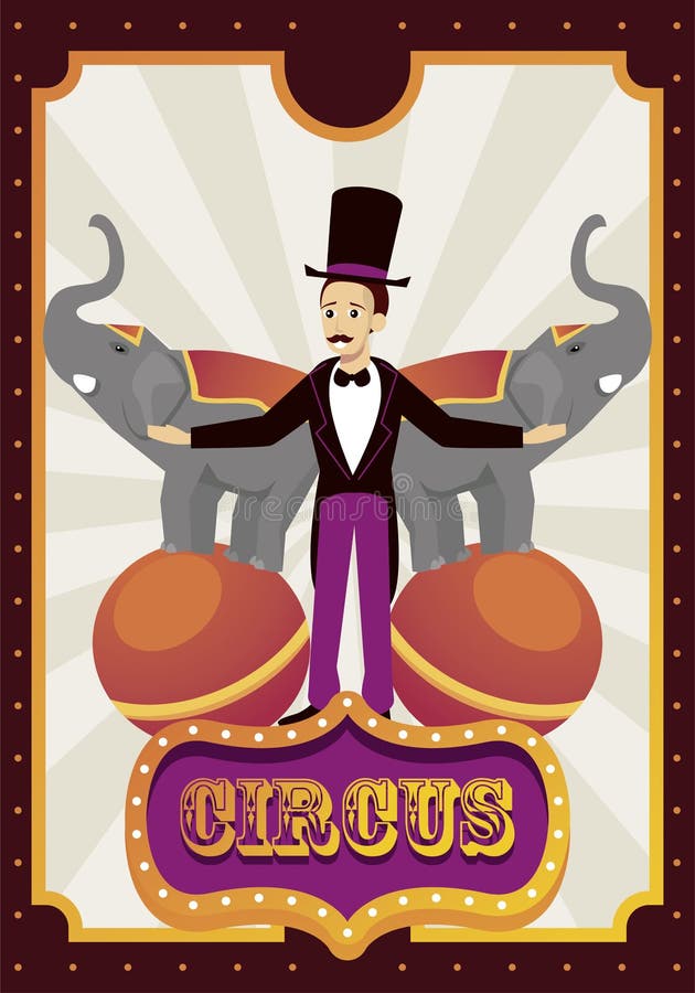 Circus Ringmaster with Elephants in Balloons Character Stock Vector ...