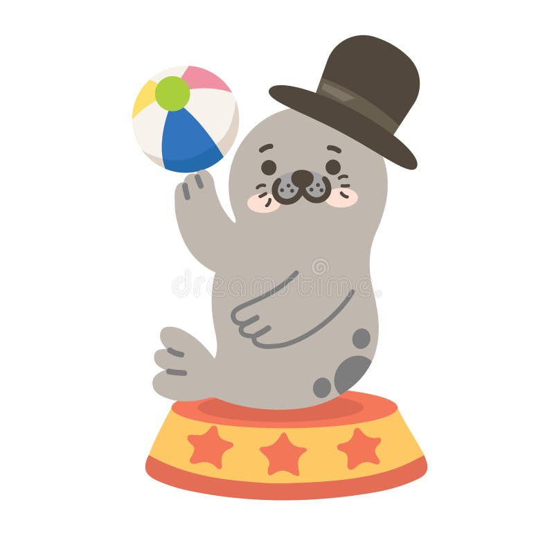 Circus Seal Balancing Ball Illustration Stock Vector - Illustration of ...