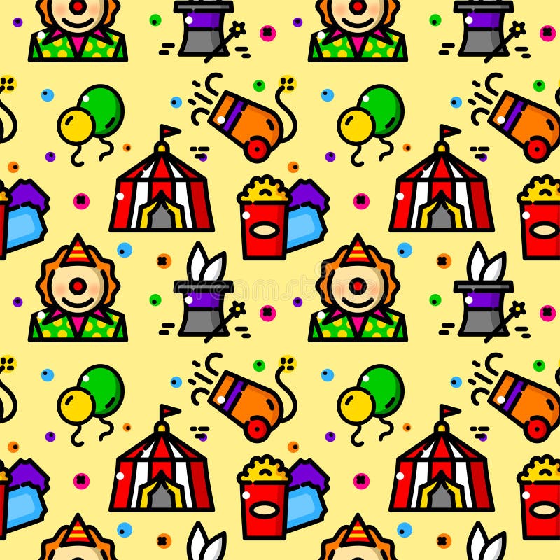 Circus Seamless Pattern Vector Illustration Stock Vector - Illustration ...