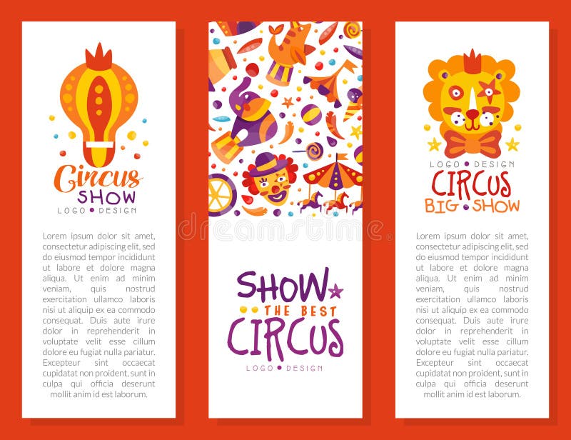 Circus Show Banner Design with Fairground Amusement Object Vector ...