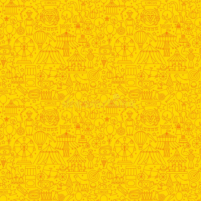 Circus Show Line Seamless Pattern Stock Vector - Illustration of ...