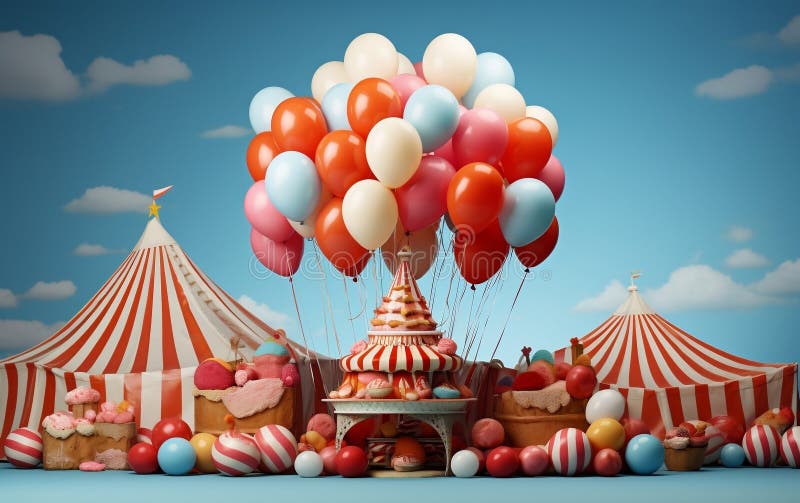 Circus Spectacle Balloons and Sweets Under the Big Top, Generative Ai ...