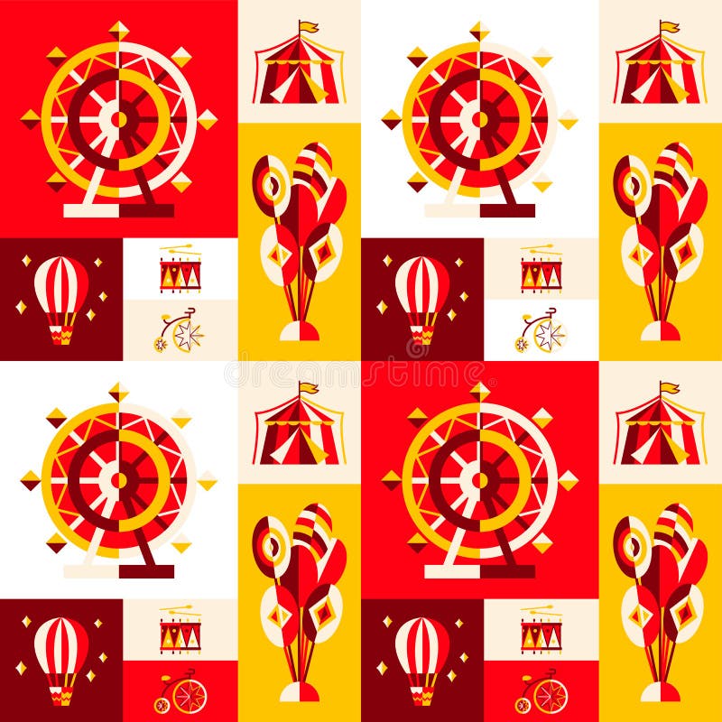 Circus Square Seamless Pattern Stock Vector - Illustration of tent ...