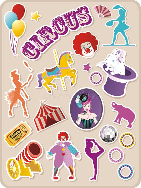 Circus Stickers Stock Illustrations – 432 Circus Stickers Stock ...