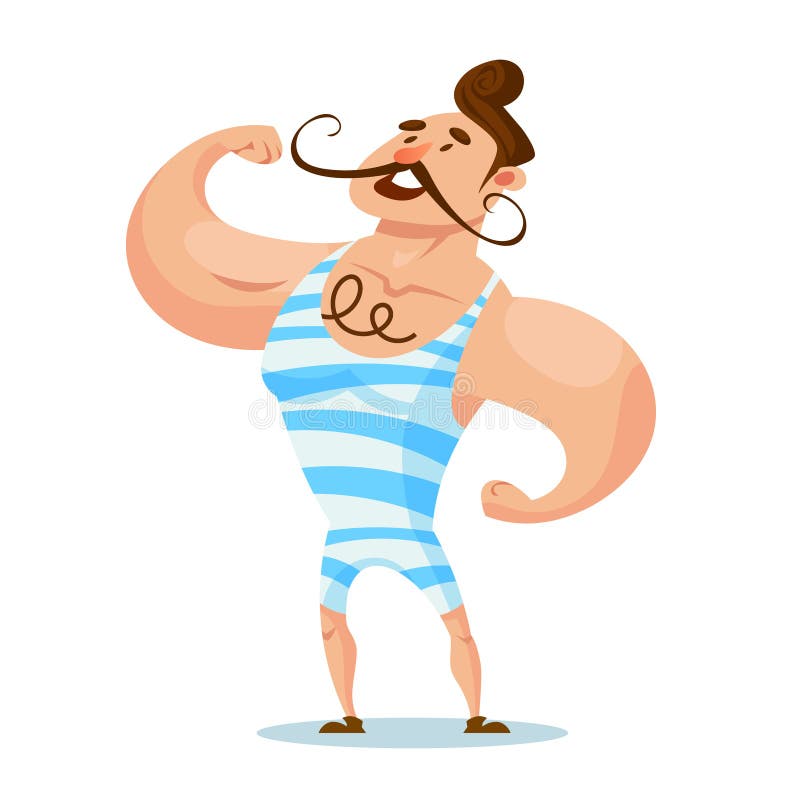 Circus Strongman Showing Muscles. Stock Vector - Illustration of ...