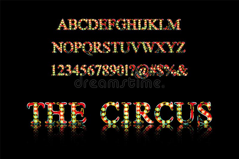 Circus style font design stock vector. Illustration of neon - 290678007