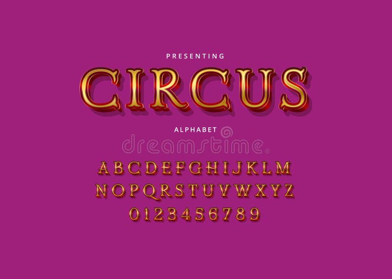 Circus Style Font Design, Set of Letters and Numbers Stock Vector ...