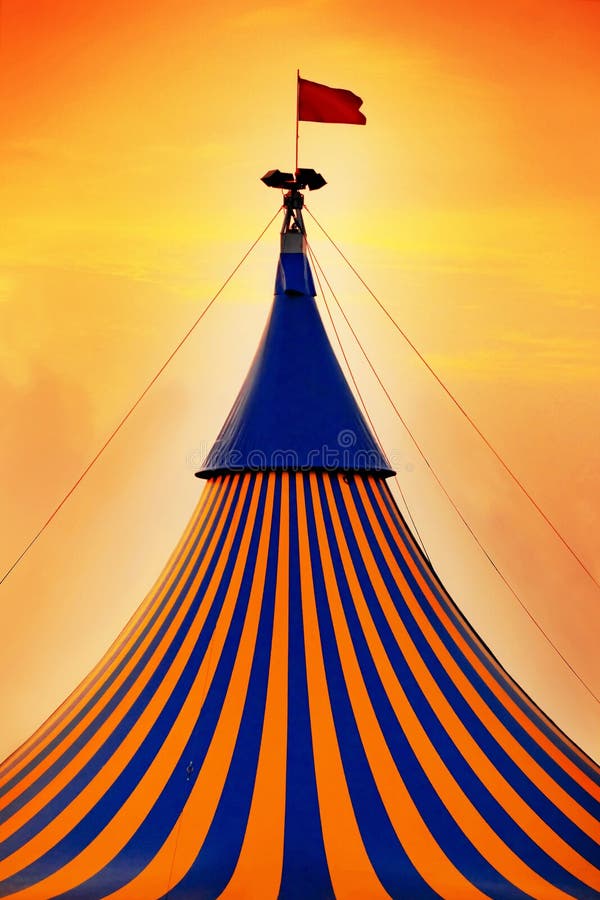 A Yellow and Blue Circus Tent. Editorial Stock Image - Image of flag ...