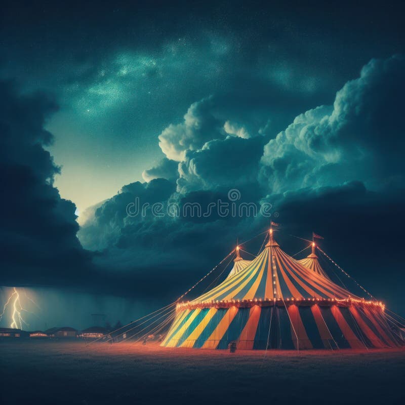 Circus Tent Against a Backdrop of Storm Clouds Stock Illustration ...