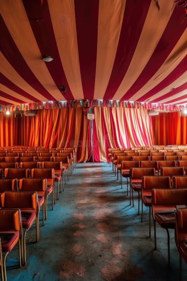 Circus Tent Interior with Rows of Empty Seats Stock Illustration ...