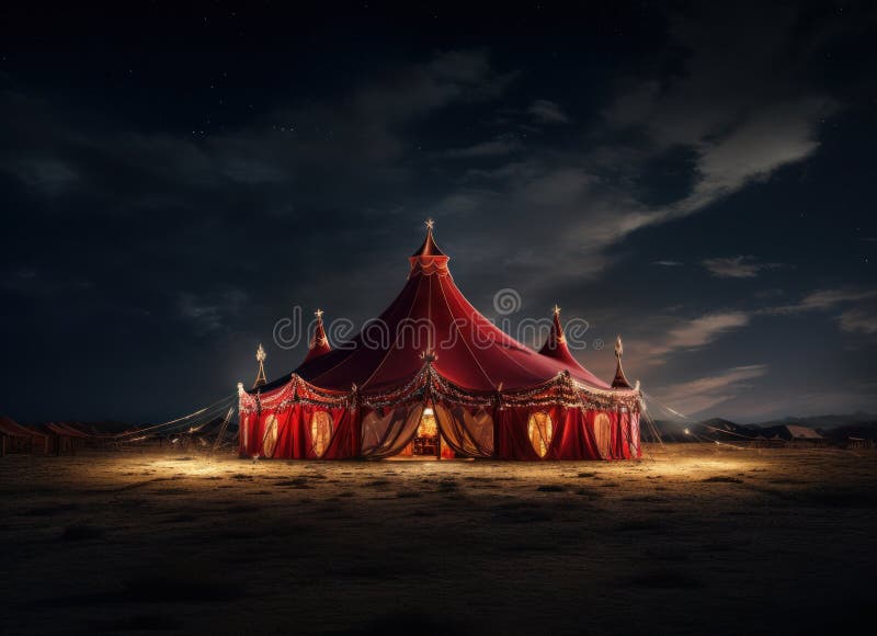 A Circus Tent Lit Up at Night Stock Image - Image of vibrant, circus ...