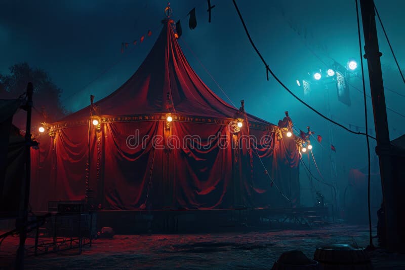 The Circus Tent is on a Stage at Night Stock Photo - Image of thrilling ...