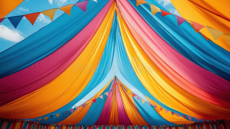 Circus Tent, a Vibrant Circus Tent Adorned with Colorful Flags and ...
