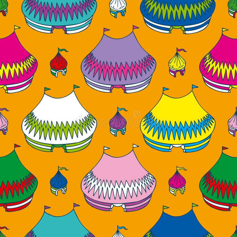 Circus Tents Seamless Pattern Stock Vector - Illustration of bright ...
