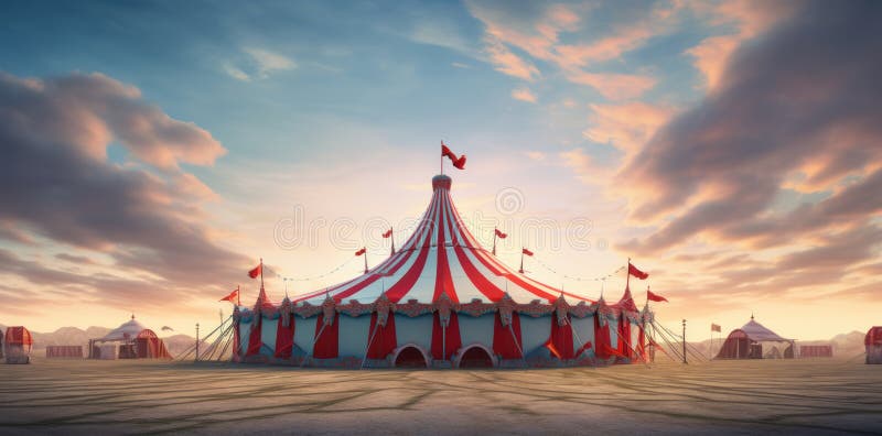 Circus Tents Standing on a Green Field Stock Image - Image of show ...