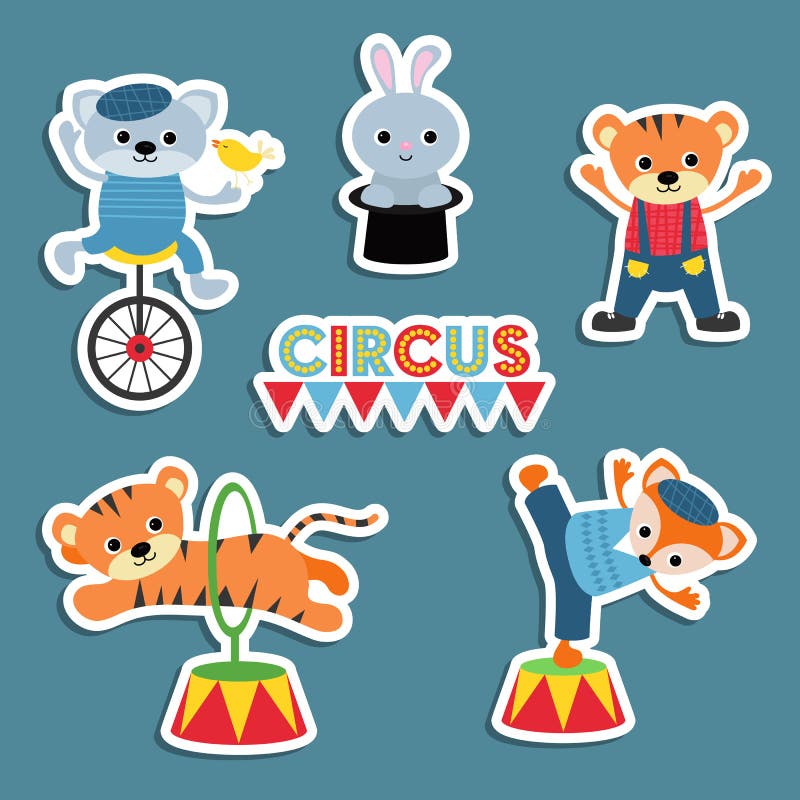 Set of circus animals. stock vector. Illustration of concept - 130153503