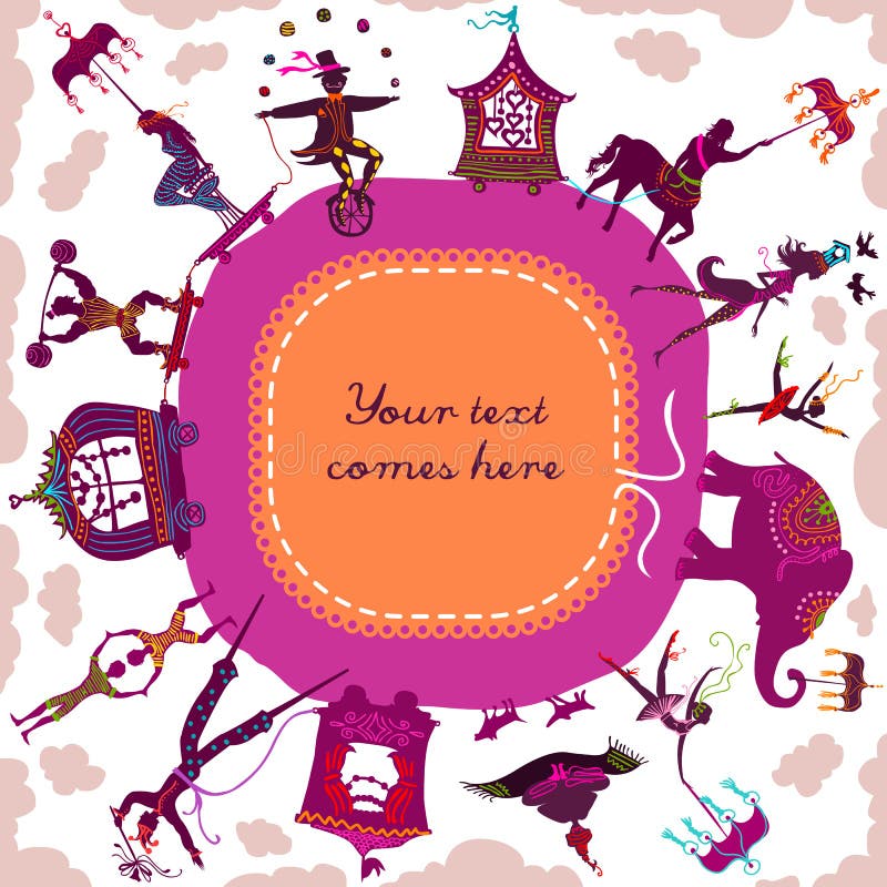 Circus Themed Circular Frame with Copyspace for Your Text Stock Vector ...