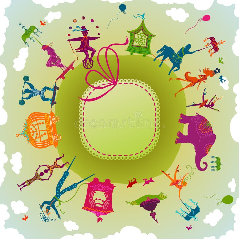 Circus Themed Circular Frame with Copyspace for Your Text Stock Vector ...