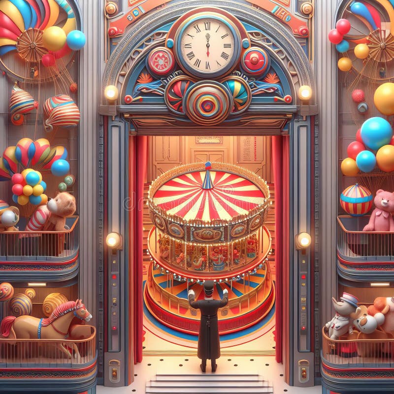 30 21. a Circus-themed Elevator with a Rotating Carousel in Th Stock ...