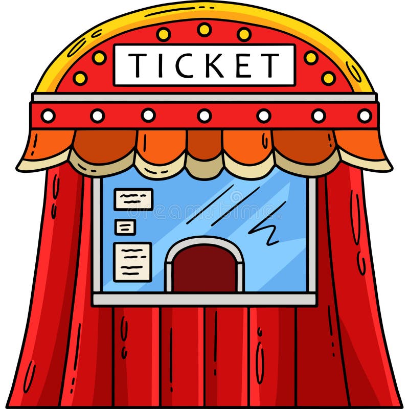 Circus Ticket Booth Cartoon Colored Clipart Stock Vector - Illustration ...