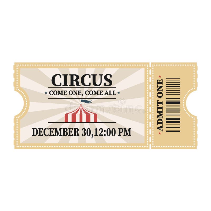 Circus Ticket. Horizontal Circus Ticket.Vector Illustration for Design ...