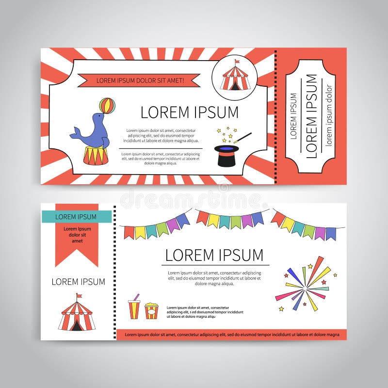 Circus tickets design stock vector. Illustration of advertising - 89238536