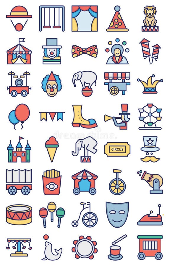 Circus Vector Icons Set Every Single Icon Be Easily Modified or Edited ...