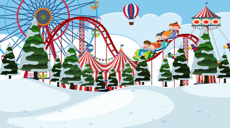 A circus winter landscape stock vector. Illustration of celebration ...