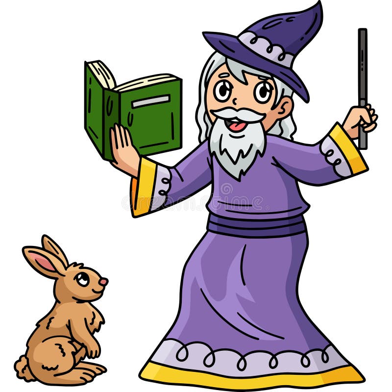 Circus Wizard with Rabbit Cartoon Colored Clipart Stock Vector ...