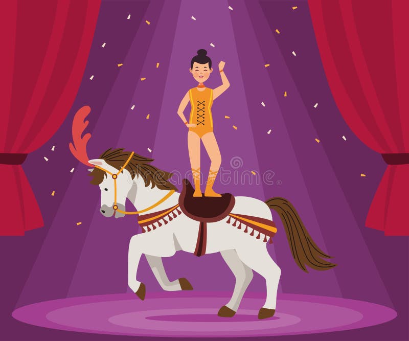 Circus woman in horse stock vector. Illustration of design - 240592338