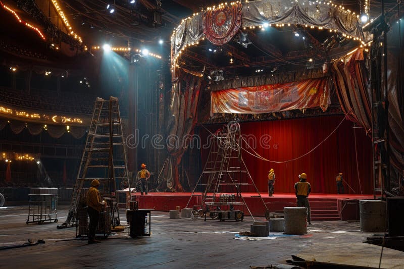 Circus Workers Prepare the Arena for an Exciting Performance Experience ...