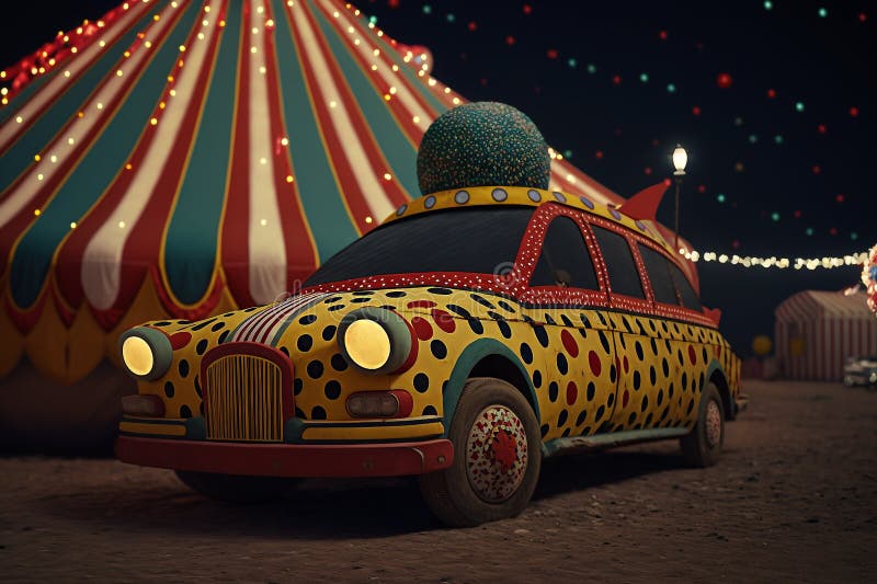 Circus Yellow Car Generative AI Stock Illustration - Illustration of ...
