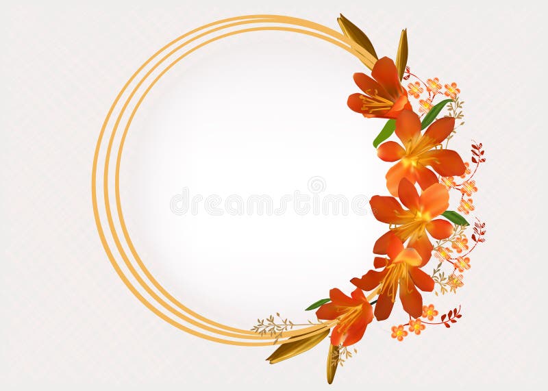Cirkelram Som Dekoreras Av Orange Blommor Vektor Illustrationer ...