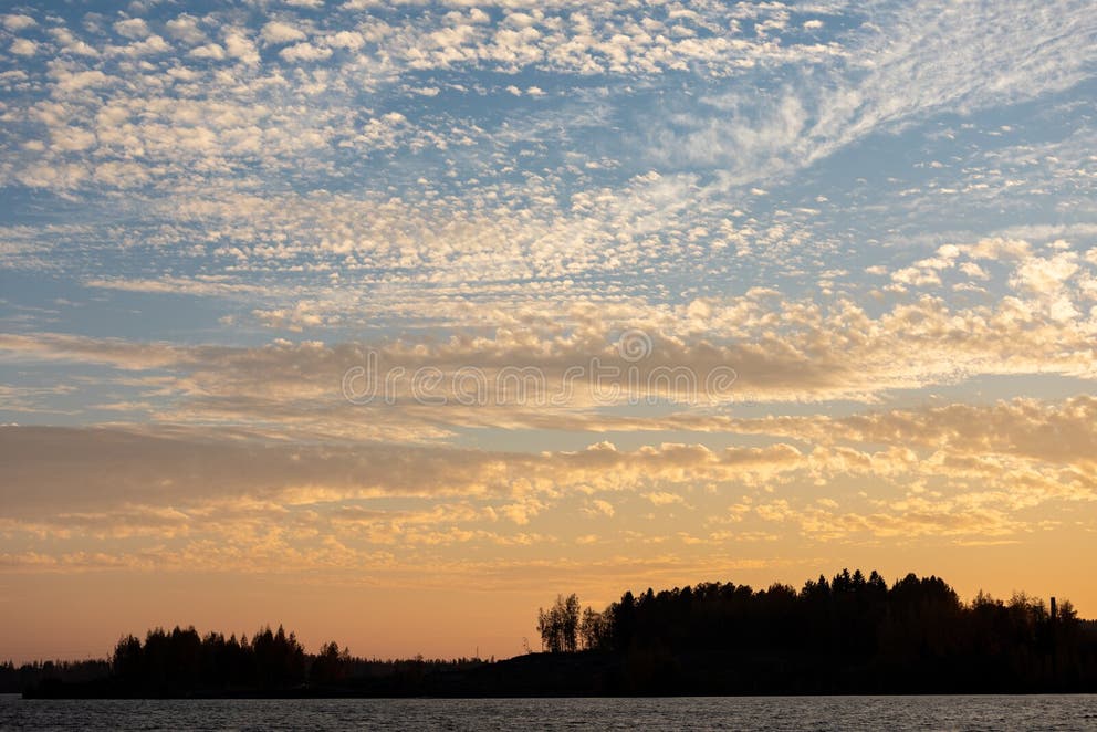 Cirrocumulus Clouds Sunset Sky Landscape Stock Image - Image of ...