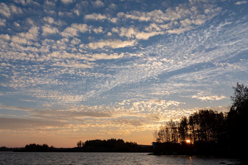Cirrocumulus Clouds Sunset Sky Landscape Stock Photo - Image of scenic ...