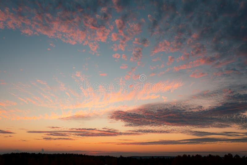 Cirrocumulus Clouds Sunset Sky Landscape Stock Photo - Image of sunset ...