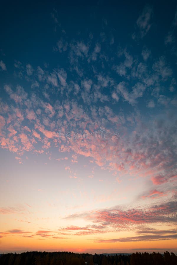 Cirrocumulus Clouds Sunset Sky Landscape Stock Photo - Image of bright ...