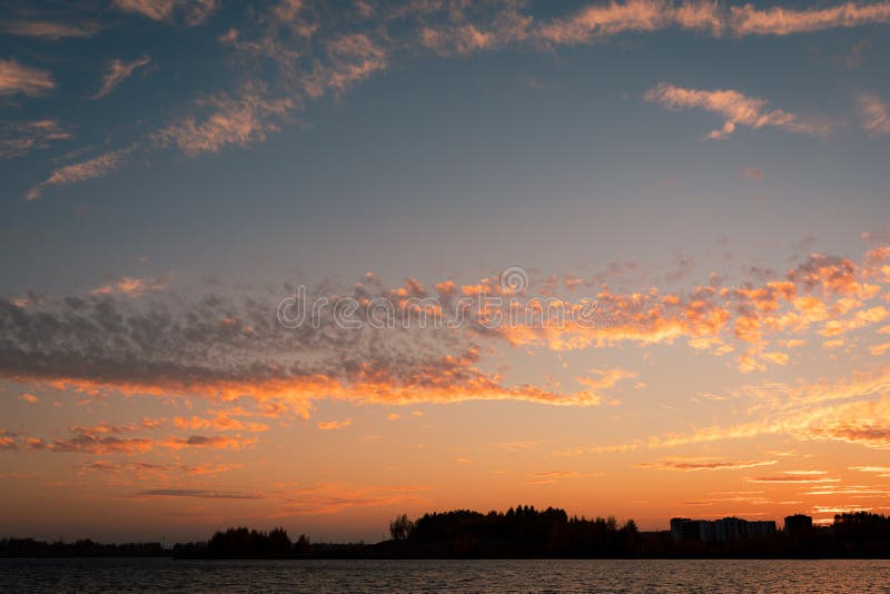 Cirrocumulus Clouds Sunset Sky Landscape Stock Photo - Image of cloudy ...