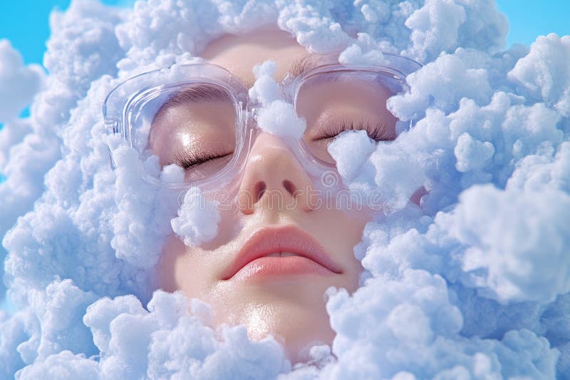 Cirrus Cloud Portrait of a Serene Adult Stock Illustration ...