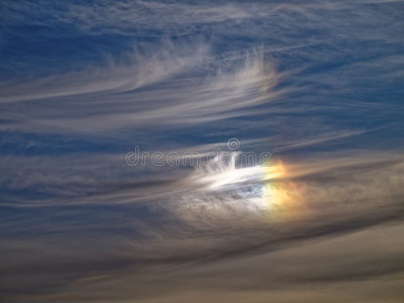 Blurry Cirrus Clouds Capture Sunbeam, Mystic Sky Scene Stock Image ...