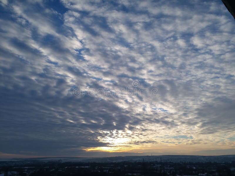 The Cold Sunset in the City. Stock Photo - Image of chimney, quietness ...
