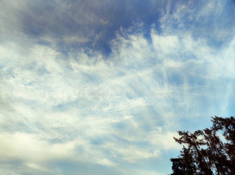Sunset with Cirrus Clouds and Saharan Dust in the Air Stock Image ...