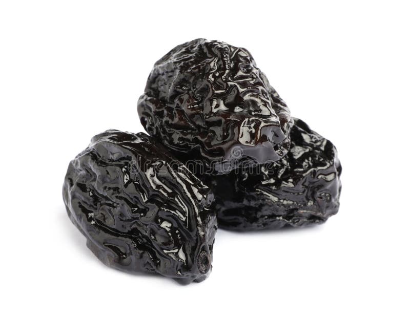 Ciruelas Secas Dulces Sobre Fondo Blanco. Refrigerio Saludable Foto de ...