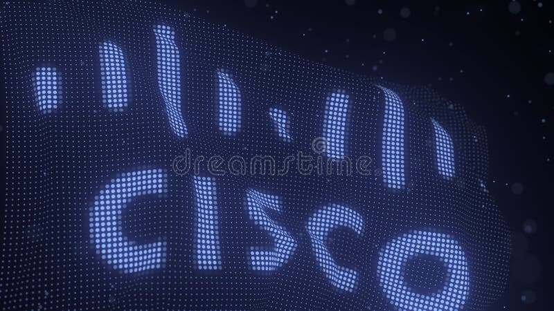 CISCO Logo on a Waving Digital Flag, Editorial 3d Rendering Editorial ...