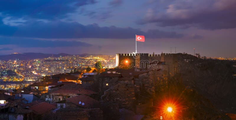 Citadel of Ankara in the Night, Ankara, Turkey Stock Image - Image of ...