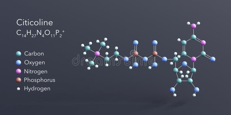 Citicoline Molecule 3d Rendering Flat Molecular Structure With