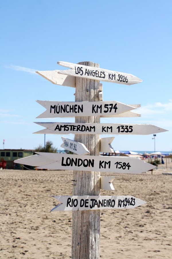 Cities Distance Arrow Signs Stock Image - Image of international ...