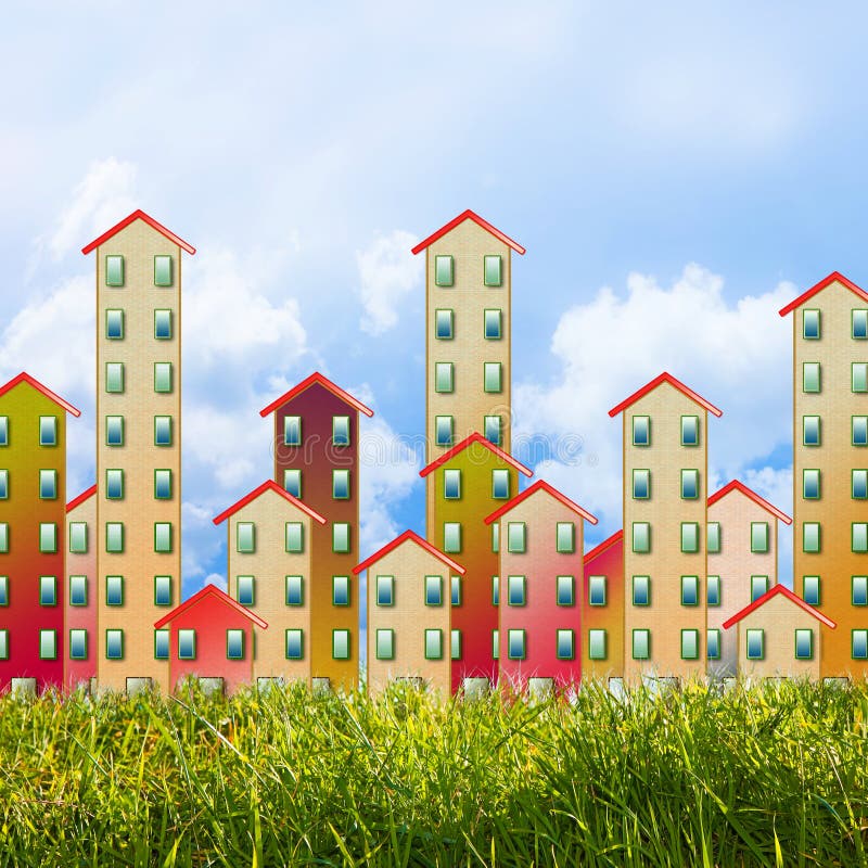 Cities and Green Spaces - Concept Image with a Residential Neighborhood ...