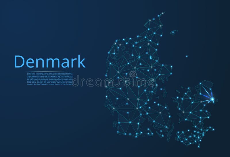 Map of Denmark Connection. Vector Low-poly Image of a Global Map with ...